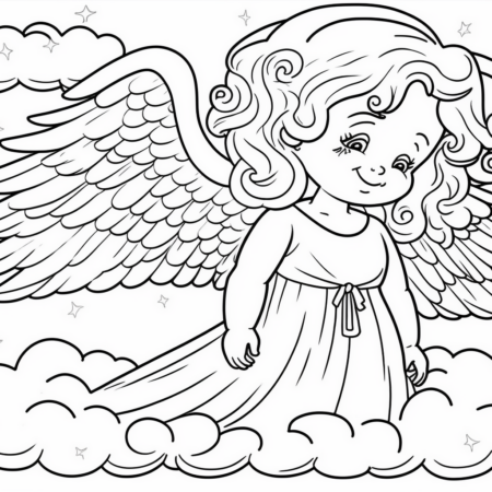 Omaľovánka Anjel na vytlačenie a stiahnutie zdarma