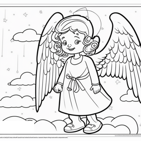 Omaľovánka Anjel na vytlačenie a stiahnutie zdarma