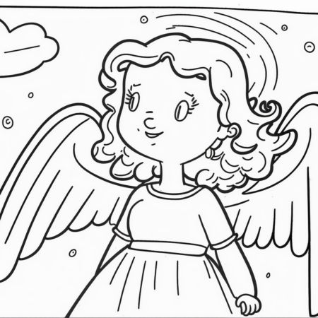 Omaľovánka Anjel na vytlačenie a stiahnutie zdarma