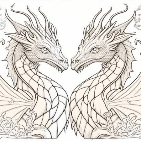 Omaľovánka Draci na vytlačenie a stiahnutie zdarma